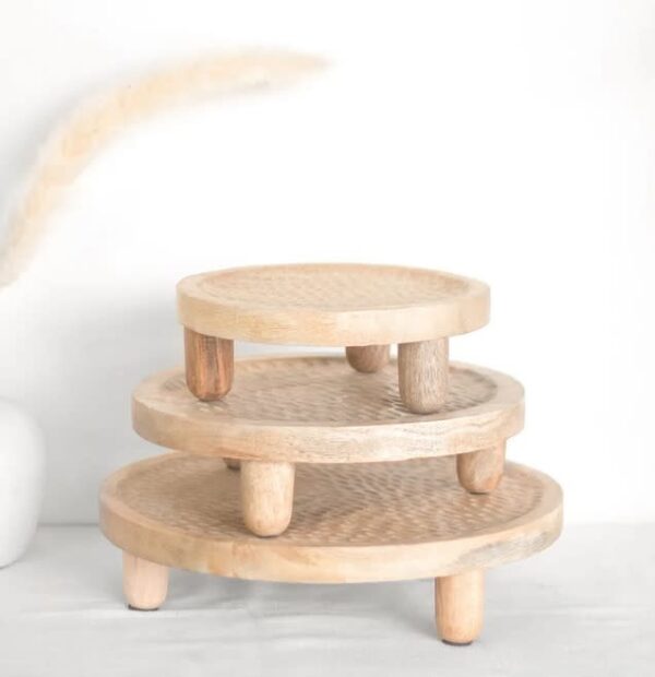 Carved Wood Round Riser - Linabella