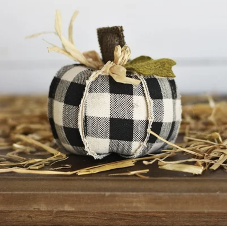 Mini Black Check Pumpkin - Linabella