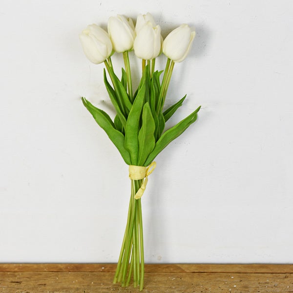 Real Touch White Tulip Bunch - Linabella