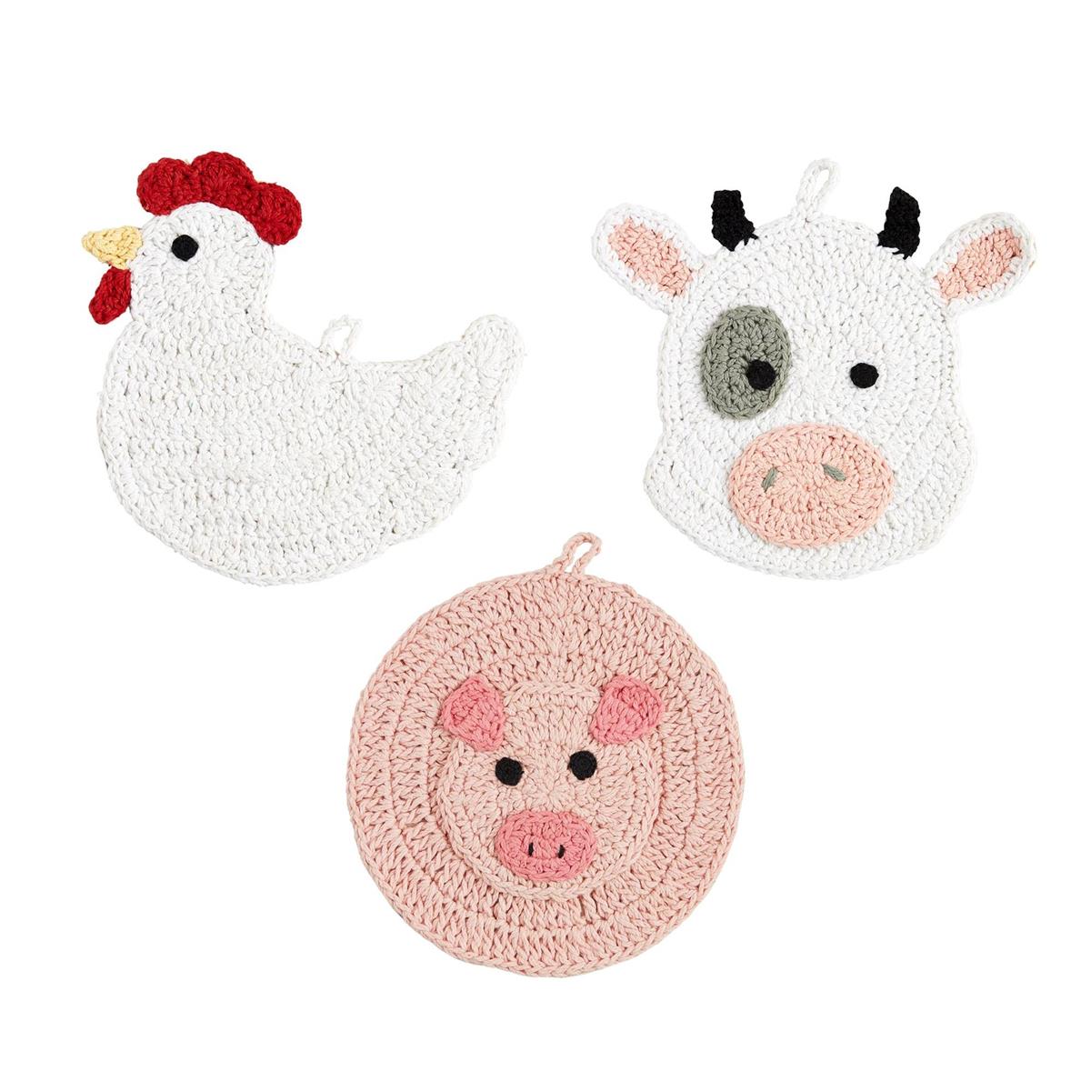 Farm Animal Crochet Trivet - Linabella