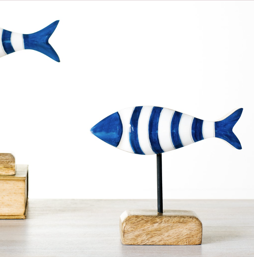 Blue and White Fish Stand - Linabella